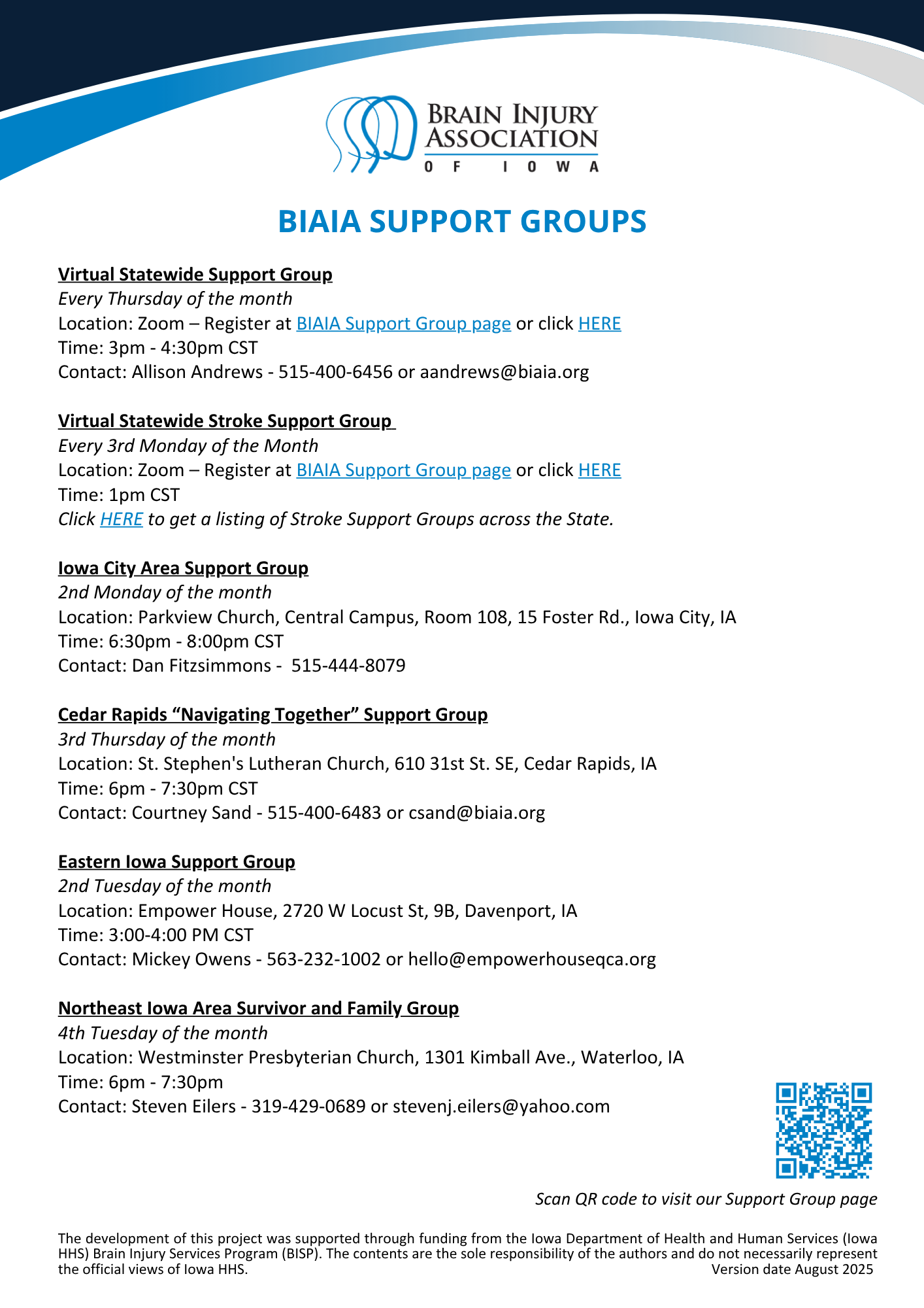 Support Groups - Brain Injury Association of Iowa